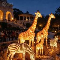 China Custom Animal Lanterns, Rhinoceros Sculpture Festival Lanterns for Zoo Light Trails and Wildlife Park Projects for sale