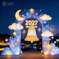 China 2027 New Year Star Moon Bell Arch Festival Lantern Large Outdoor Christmas Decoration Light Installation for Park Square Night Show for sale