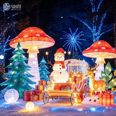 China Custom Winter Forest Snowman Mushroom Festival Lantern Outdoor Theme Park Zoo Christmas New Year Decoration for sale