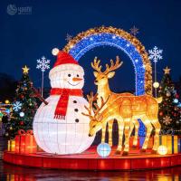 China Turnkey Lighting Solution Large Snowman Reindeer Festival Lantern Arch Christmas Outdoor Decoration for sale