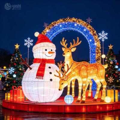 China Turnkey Lighting Solution Large Snowman Reindeer Festival Lantern Arch Christmas Outdoor Decoration for sale