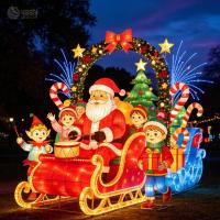 China Turnkey Christmas Light Project Large Santa Christmas Tree Sleigh Festival Lantern Set Outdoor Holiday Decoration for sale