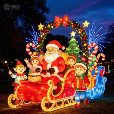 China Turnkey Christmas Light Project Large Santa Christmas Tree Sleigh Festival Lantern Set Outdoor Holiday Decoration for sale