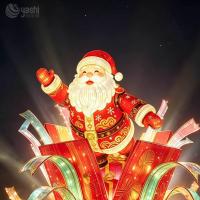 China Custom Large Outdoor Lying Santa Claus Festival Lantern with Gift Box LED Christmas Light for Park Zoo Holiday Decoration for sale