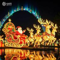 China Custom Large Outdoor Reindeer Sleigh Festival Lantern with Christmas Tree Gift Box LED Holiday Light Decoration for sale