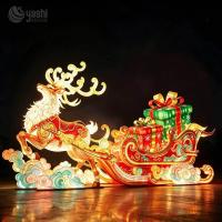 China Custom Large Outdoor Santa Sleigh Reindeer Festival Lantern Set With Christmas Tree Arch LED Holiday Light Installation for sale