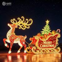 China Custom Large Outdoor Santa Sleigh Reindeer Festival Lantern Set With Christmas Tree Arch LED Holiday Light Installation for sale