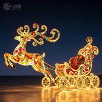 China Custom Large Outdoor Santa Sleigh Reindeer Festival Lantern Set With Christmas Tree Arch LED Holiday Light Installation for sale