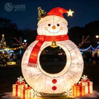 China Custom Snowman Photo Frame Arch Festival Lantern Large Outdoor Christmas Light For Park Zoo Holiday Event Decoration for sale