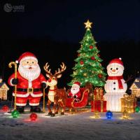 China Custom Waterproof Holiday Light Sculpture, Santa Sleigh and Reindeer with Christmas Tree for Park Mall Holiday Decoration for sale
