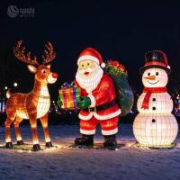 China Custom Waterproof Holiday Light Sculpture, Santa Sleigh and Reindeer with Christmas Tree for Park Mall Holiday Decoration for sale