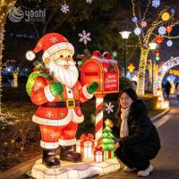 China Large Outdoor Santa Claus Gift Bag Festival Lantern Turnkey Lighting Solution For Christmas Decoration for sale
