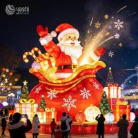 China Giant Santa Claus Lantern Christmas Pattern Light 3D Steel Frame Silk Festival Lantern Suitable For City Square Landmark for sale
