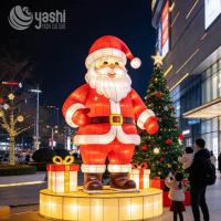 China Giant Santa Claus Lantern Christmas Pattern Light 3D Steel Frame Silk Festival Lantern Suitable For City Square Landmark for sale