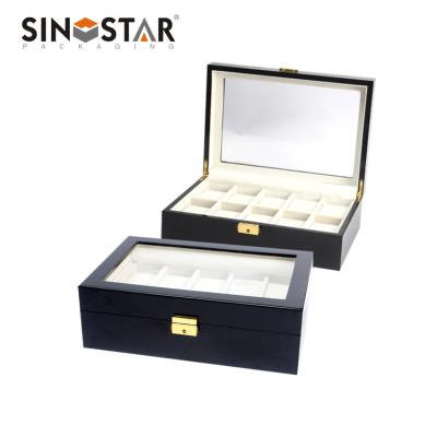 China SINOSTAR SWW-001 Wooden Watch Box 11.2x8.2x3.5in Individual Compartments for sale