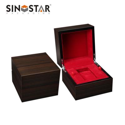 China SINOSTAR Wooden Watch Box with Soft Velvet Lining for 3 Watches Storage and Display for sale