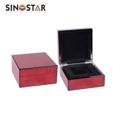 China SINOSTAR Large Wooden Watch Box 28cm with Beige or White Velvet Interior for Storage and Display for sale