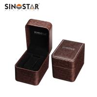China Custom Leather Watch Storage Box 10x10x5 Inches Beige Velvet Interior for sale