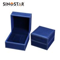 China Leather Wristwatch Display Box 10x10x5 Inches Beige Velvet Interior Watch Storage Case for sale