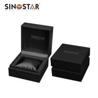 China SINOSTAR 10-Slot Leather Watch Box with Gold Hot Stamping 10x10x5 Inches for sale