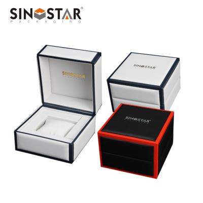 China SINOSTAR SWWL-001 Leather Watch Box 10x10x5 inch Glossy Varnishing Display Case for sale