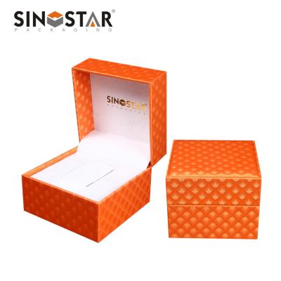 China SINOSTAR Leather Watch Box 10x10x5 Inches Beige Velvet Interior Watch Storage Organizer for sale