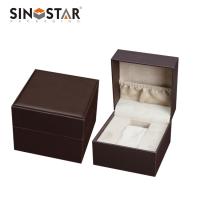 China SINOSTAR Leather Watch Box 10x10x5 Inches UV Surface Beige Velvet OEM Custom for sale