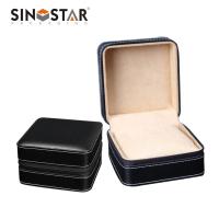 China SINOSTAR Leather Watch Box 10x10x5 Inches Display Storage Case with Beige Velvet Lining for sale