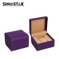 China SINOSTAR Leather Watch Box 10x10x5 Inches UV Surface Beige Velvet OEM Custom for sale