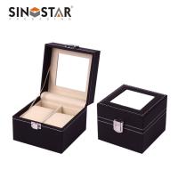 China SINOSTAR Leather Watch Box 10 Slot Storage Organizer Beige Velvet Lining Glossy Varnishing for sale
