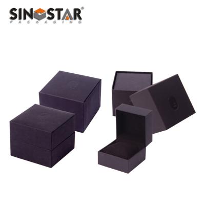 China Sinostar SWL Single Watch Box with Embossed Logo Velvet Interior Snap Button Closure 1 Watch Capacity for sale