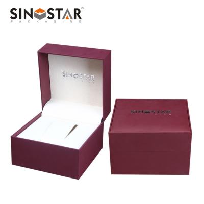 China Sinostar SWL Classic Single Watch Box Plastic Snap Button Closure 1 Watch Capacity OEM for sale