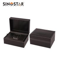 China Classic Single Watch Box with Velvet Inside Plastic Core Snap Button Closure for Men Women for sale