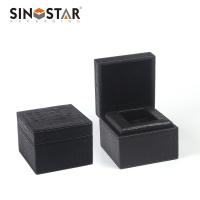 China Single Watch Box with Plastic Core Snap Button Closure and Screen Printing Surface Finish for sale