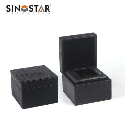 China Single Watch Box with Plastic Core Snap Button Closure and Screen Printing Surface Finish for sale