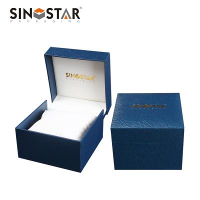 China Plastic Watch Box 20x20x10cm Custom Logo OEM Glossy Varnishing PU Inner for sale