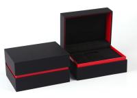 China Custom Logo Leather Watch Display Box 295x85x40mm Black PU Gift Case for Jewelry Earrings for sale