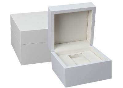 China Custom White Wooden Watch Box 110x110x85mm PU Interior for Twist Watch Storage for sale