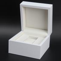 China Custom White Wooden Watch Box 110x110x85mm PU Interior for Twist Watch Storage for sale