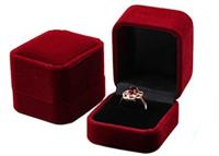 China Hard Plastic Ring Jewelry Box Flannelette Velvet Covered 54x58x43mm Custom Logo for sale