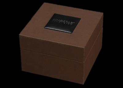 China Custom Logo Gift Packaging Watch Box Plastic Covered 100x100x75mm for sale