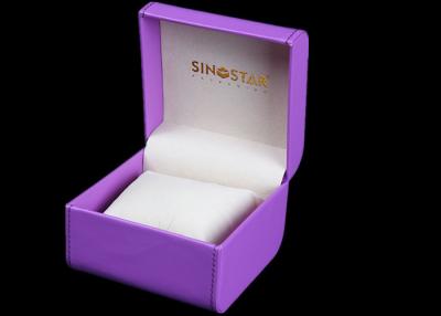 China Custom Logo Purple Women Watch Box 110x110x85mm Waterproof Velvet Gift Packaging for sale