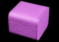 China Custom Logo Purple Women Watch Box 110x110x85mm Waterproof Velvet Gift Packaging for sale