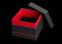 China Custom Logo Black Red Paper Watch Box Cardboard Covered Gift Packaging 250gsm for sale