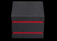 China Custom Logo Black Red Paper Watch Box Cardboard Covered Gift Packaging 250gsm for sale