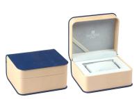 China Custom Blue Leather Single Watch Box with Ribbon Twist Plastic Core 1000pcs MOQ for sale