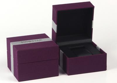 China Purple Fabric Wrapped Single Watch Box Plastic Core Custom Size 1000pcs MOQ for sale