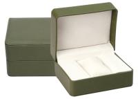 China Custom Green Leather Single Watch Box Embossing Logo Plastic Core 1000pcs MOQ for sale