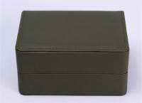 China Custom Green Leather Single Watch Box Embossing Logo Plastic Core 1000pcs MOQ for sale