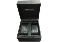 China Custom Double Watch Box Hot Stamping Logo Plastic Core Leather PU 1000pcs MOQ for sale